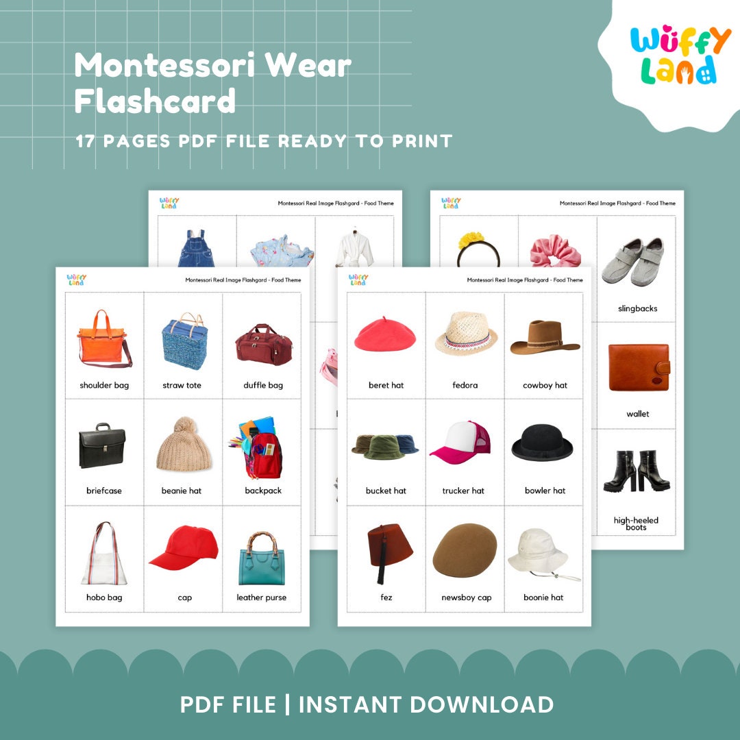 153 Montessori Waer Flashcard, Real Image, Flashcard Nomenclature ...