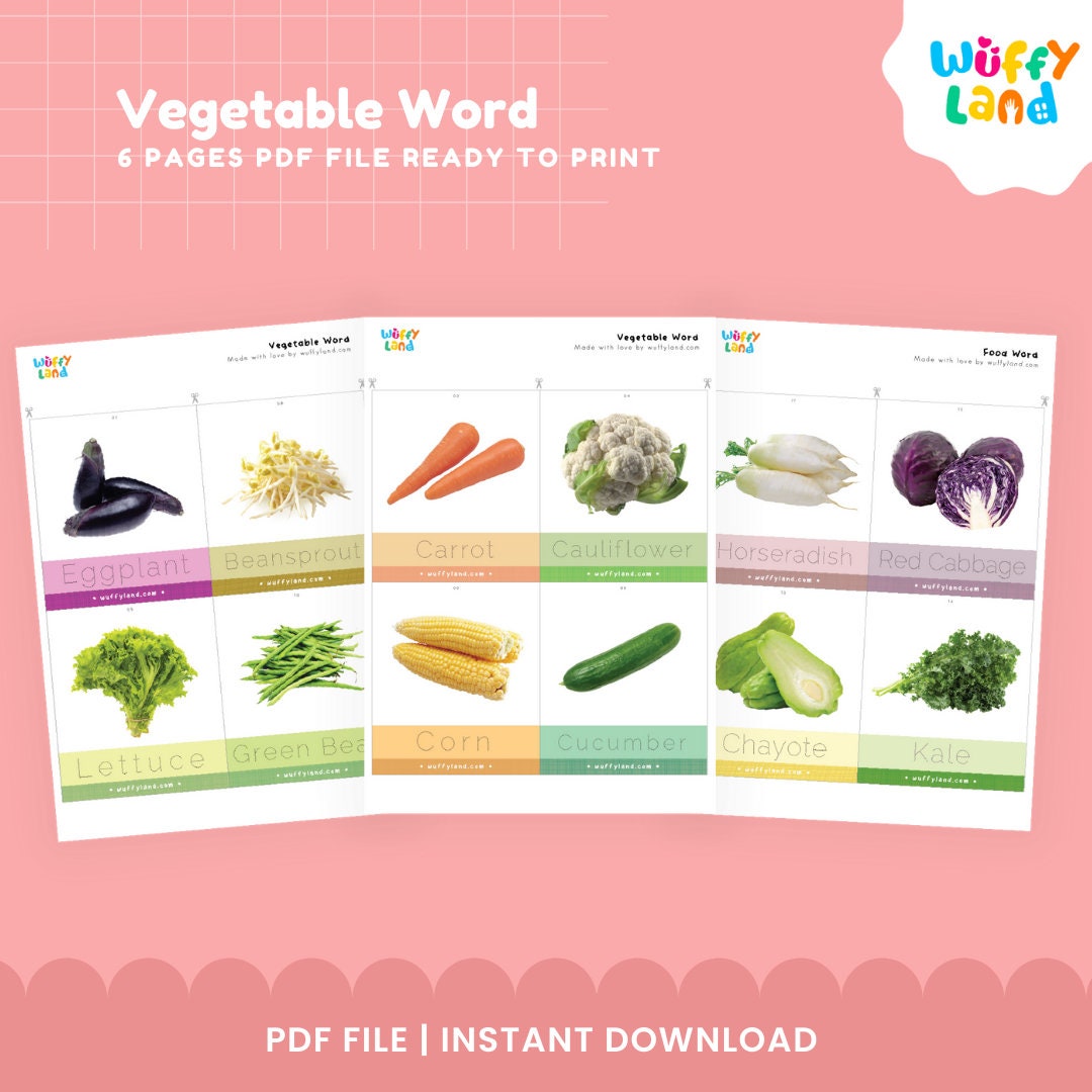 Vegetable Word Flashcards, Printable Vegetable Themed Flashcards ...