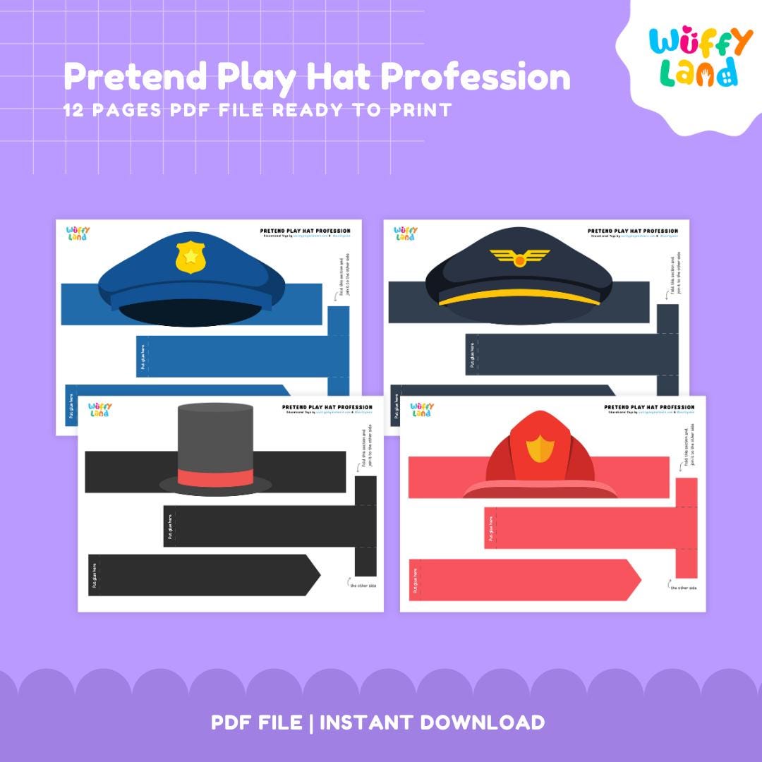 Pretend Play Profession Hats | Printable Role-play Activity for Kids ...
