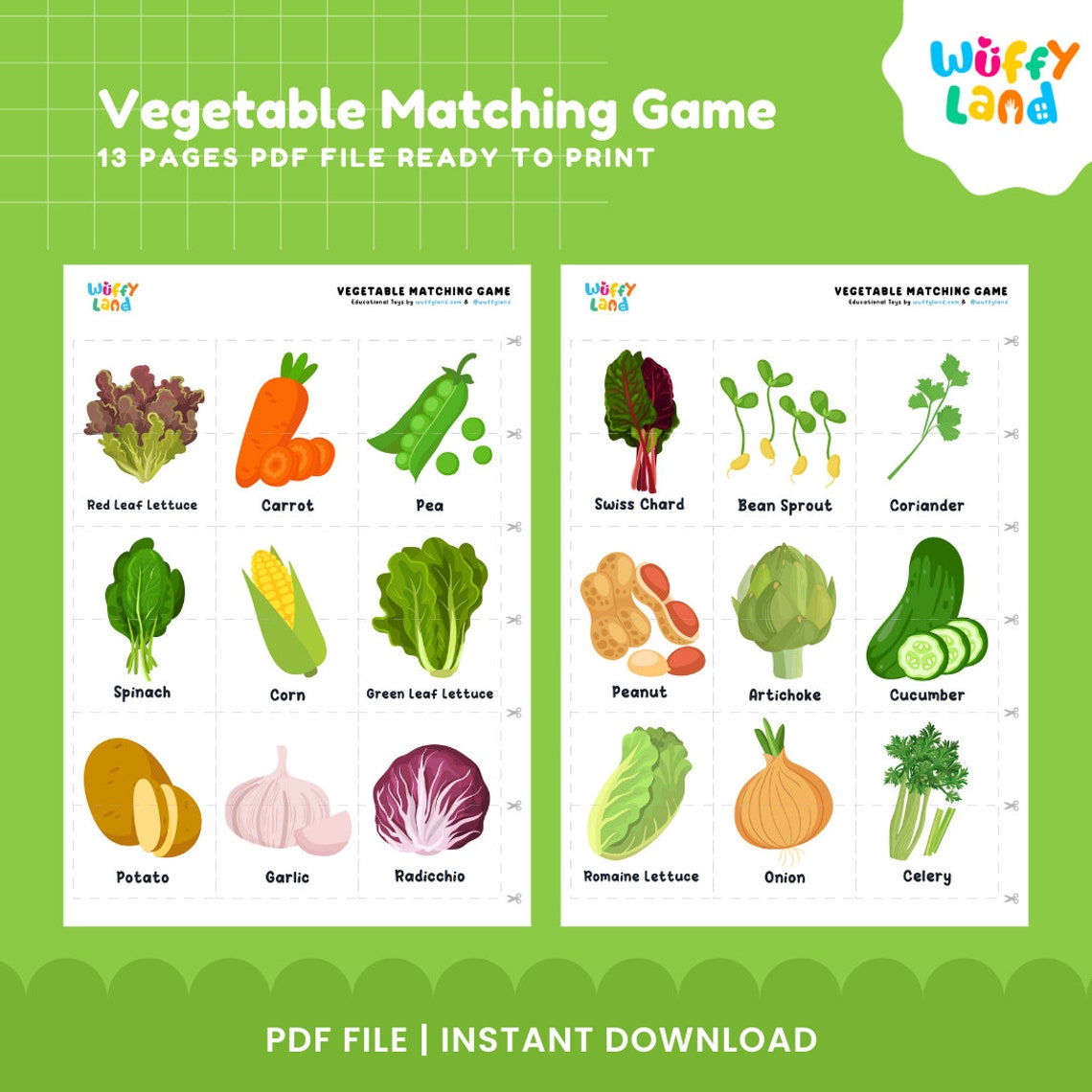 Vegetable Matching Game, Vegetable Puzzle, Matching Cards, Preschool ...