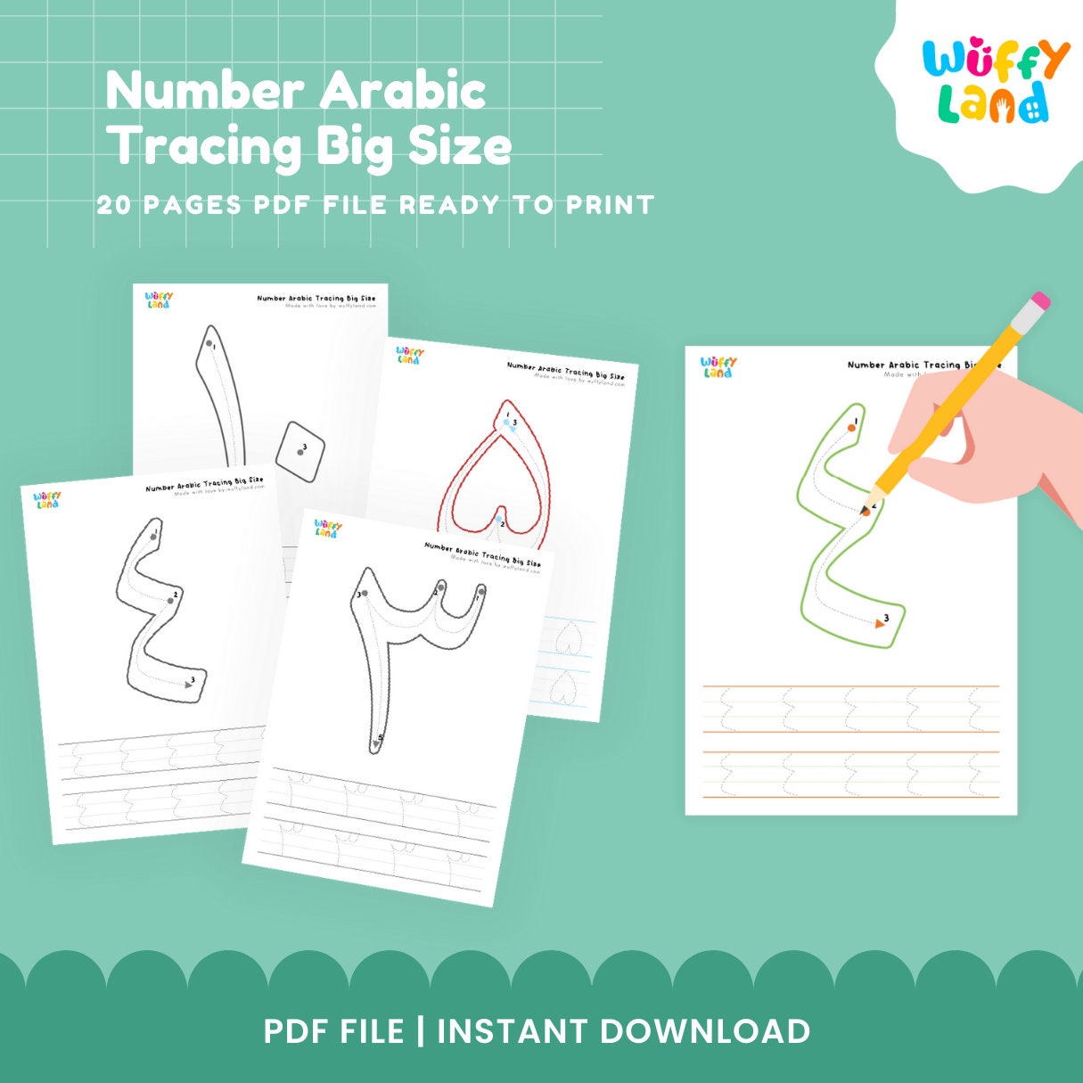 Arabic Number Tracing Big Size, Numbers 1-10 for Toddlers, Preschool ...