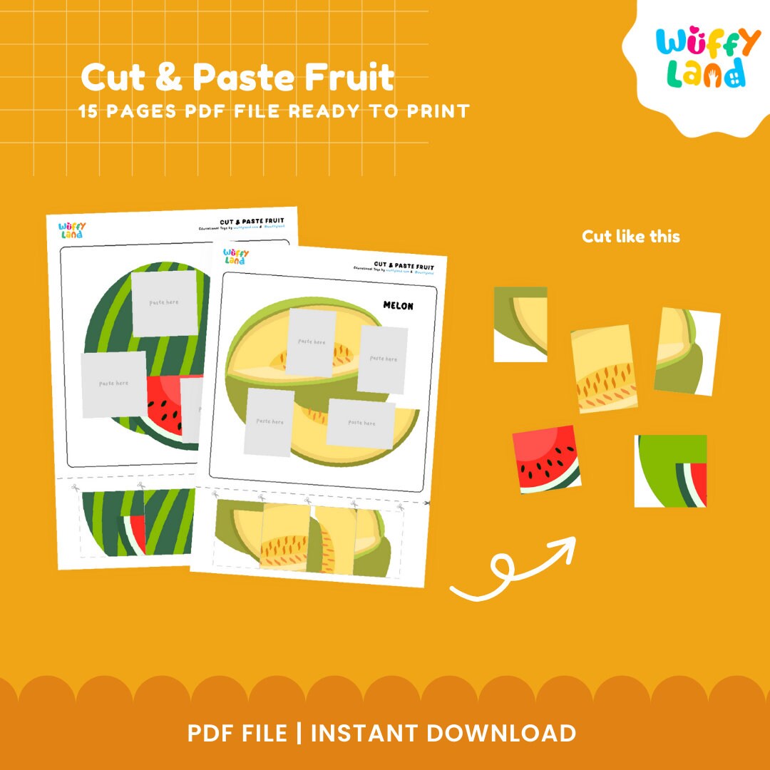 Cut and Paste Fruit, Fruit Matching Game, Cut Out and Glue, Scissors ...