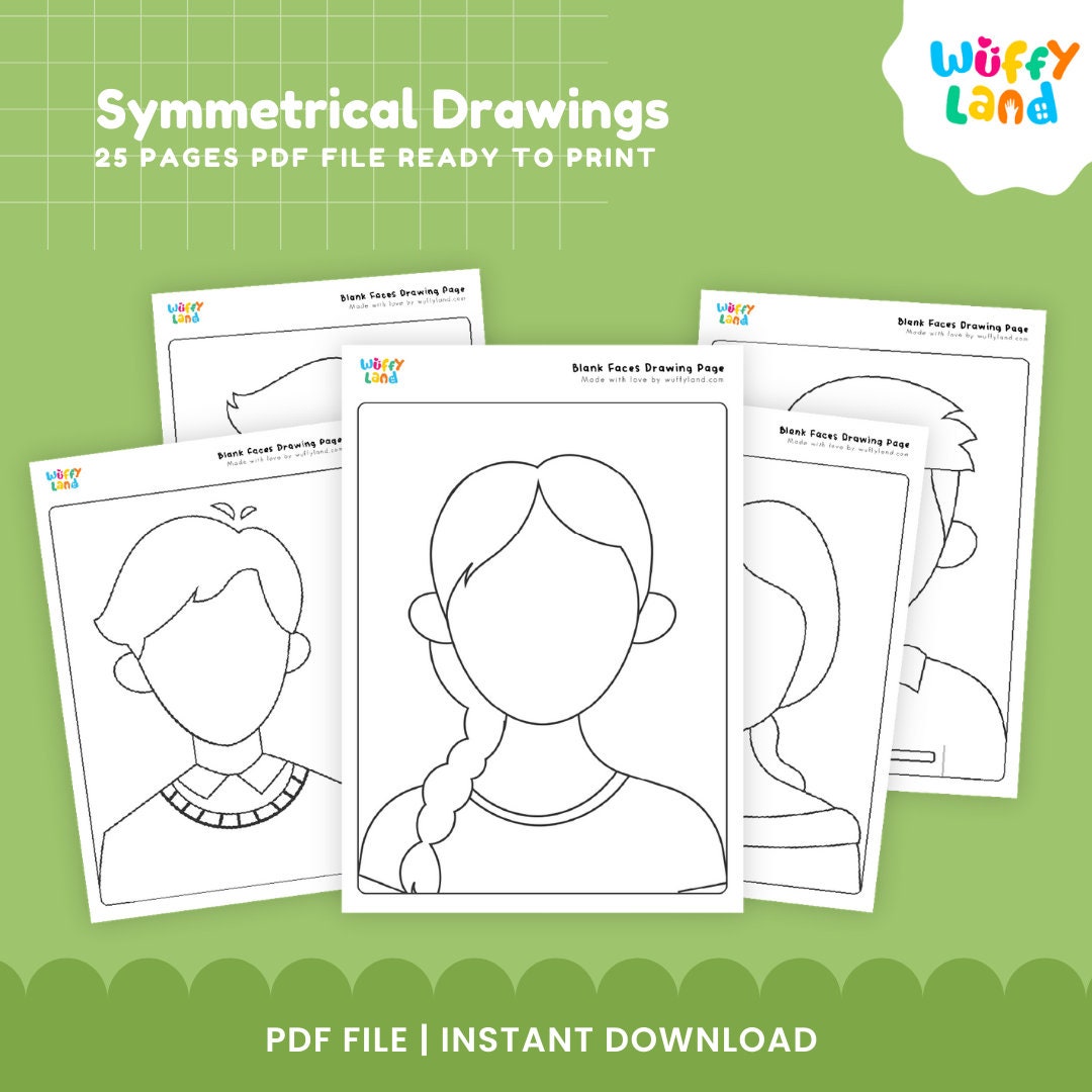 Blank Faces Drawing Pages, Printable Download, Preschool, Kindergarten ...