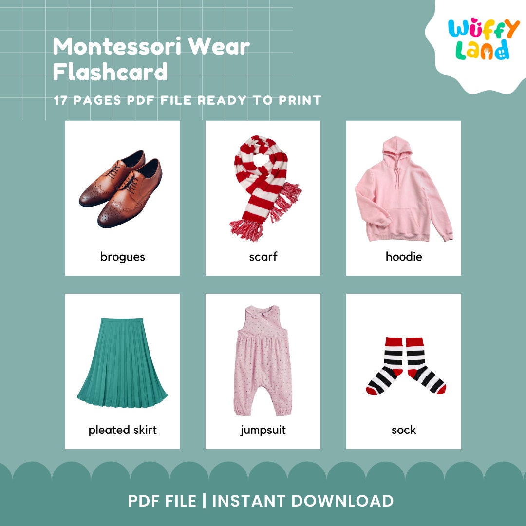 153 Montessori Waer Flashcard, Real Image, Flashcard Nomenclature ...