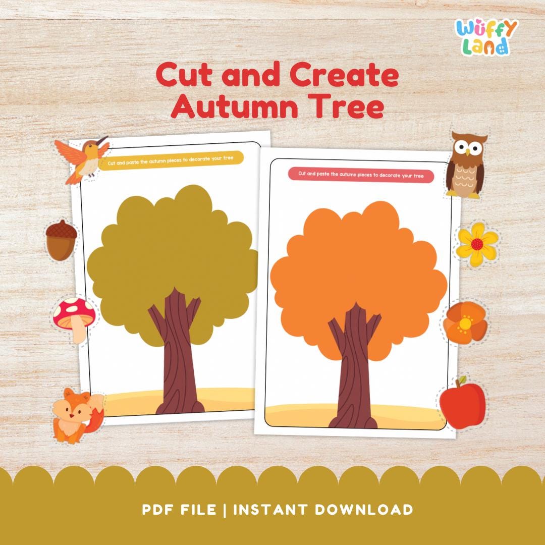 Autumn Tree Craft - Cut and Paste Fall Art for Preschool Kindergarten ...