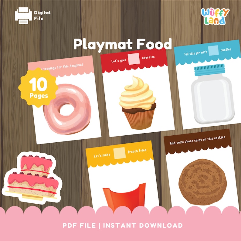 Playmat Food Printable - 10 Pages PDF | Pretend Play Food Set ...