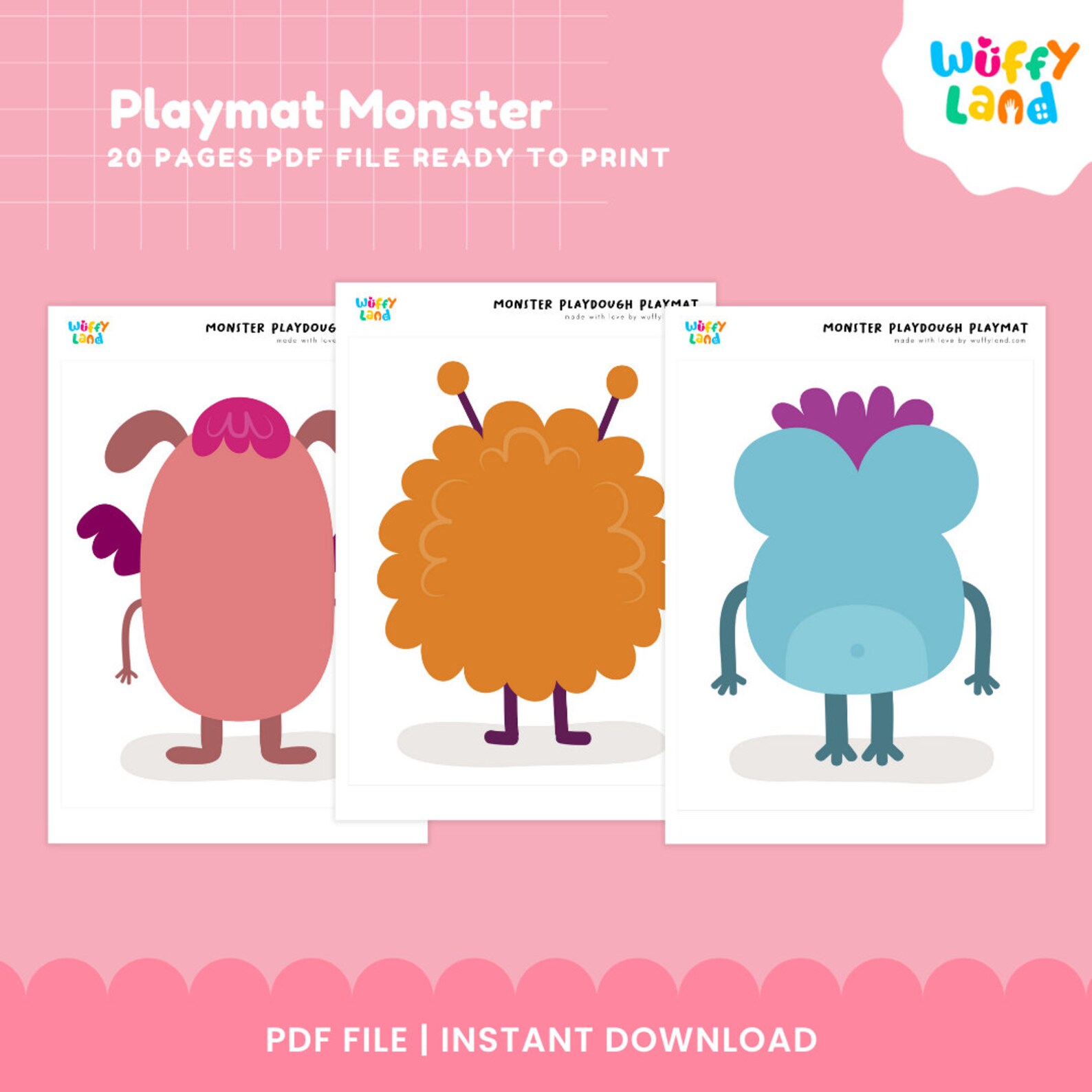 Monster Playdough Mat Printable, Play Dough Activity Mats, Sensory for ...