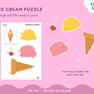 Cut and Glue Game Ice Cream Theme. Learning Pack for Kids. - Etsy
