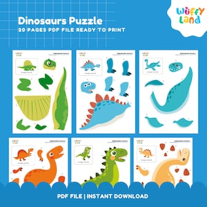 Dinosaur Puzzle Printable - 20 Pages PDF | Fun Kids Activity ...