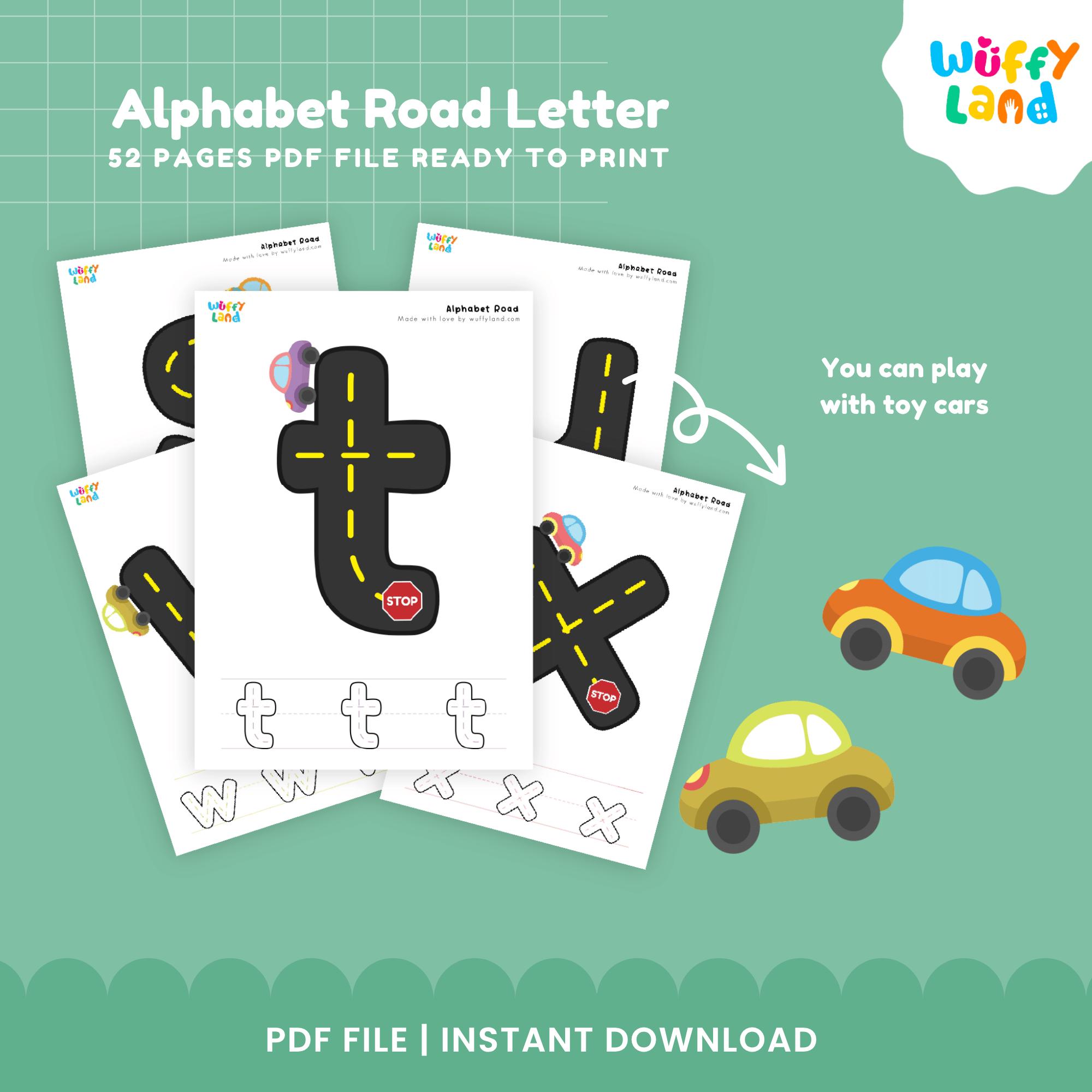 Alphabet Tracing Sheets With Car Theme - Uppercase and Lowercase Road ...