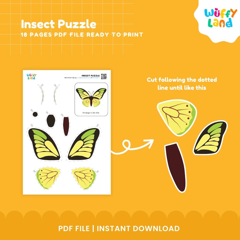 Insect Puzzle Activity Sheets for Kids | 18-page Printable PDF | Fun ...