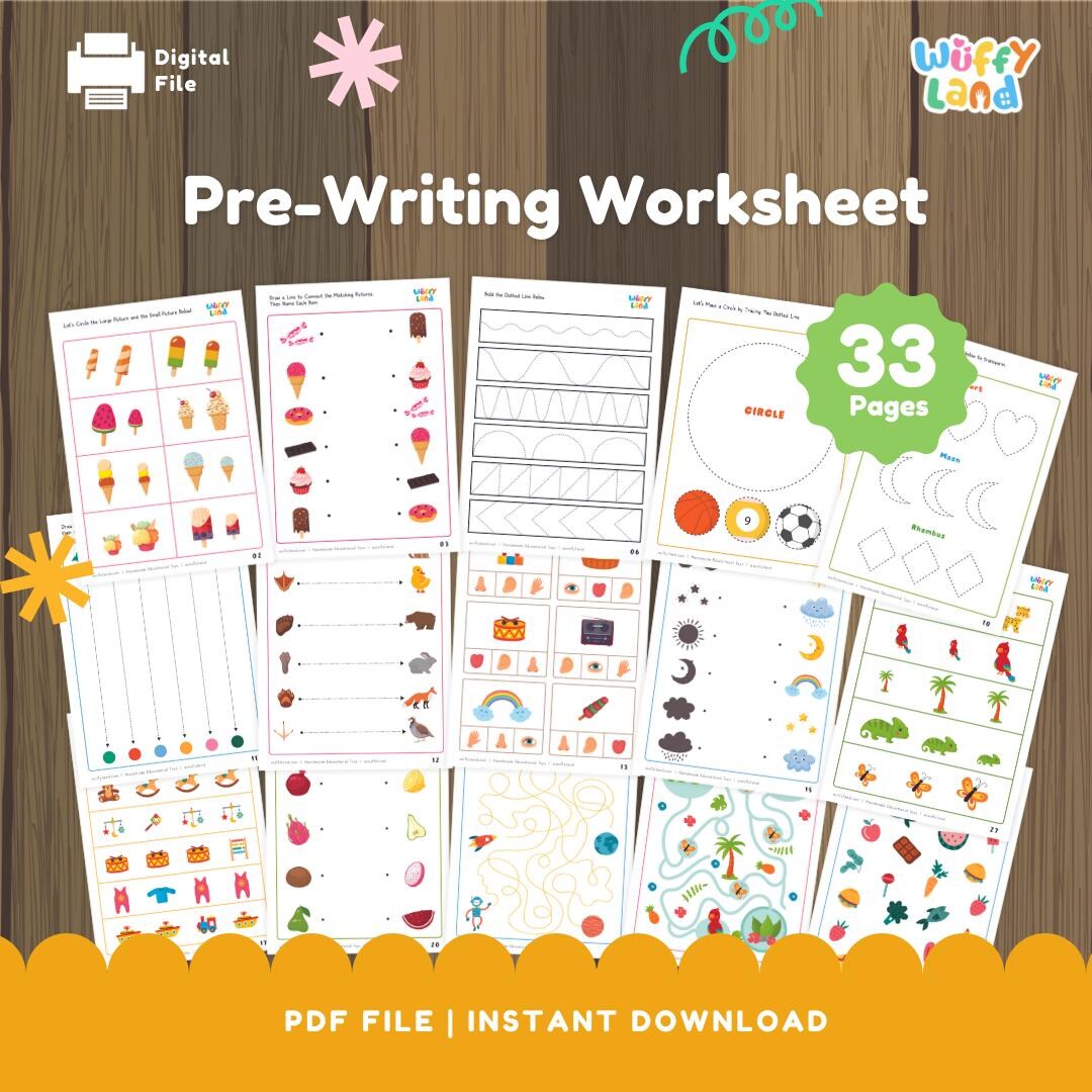 Pre-writing Worksheets for Preschoolers | 33 Pages of Fun & Educational ...