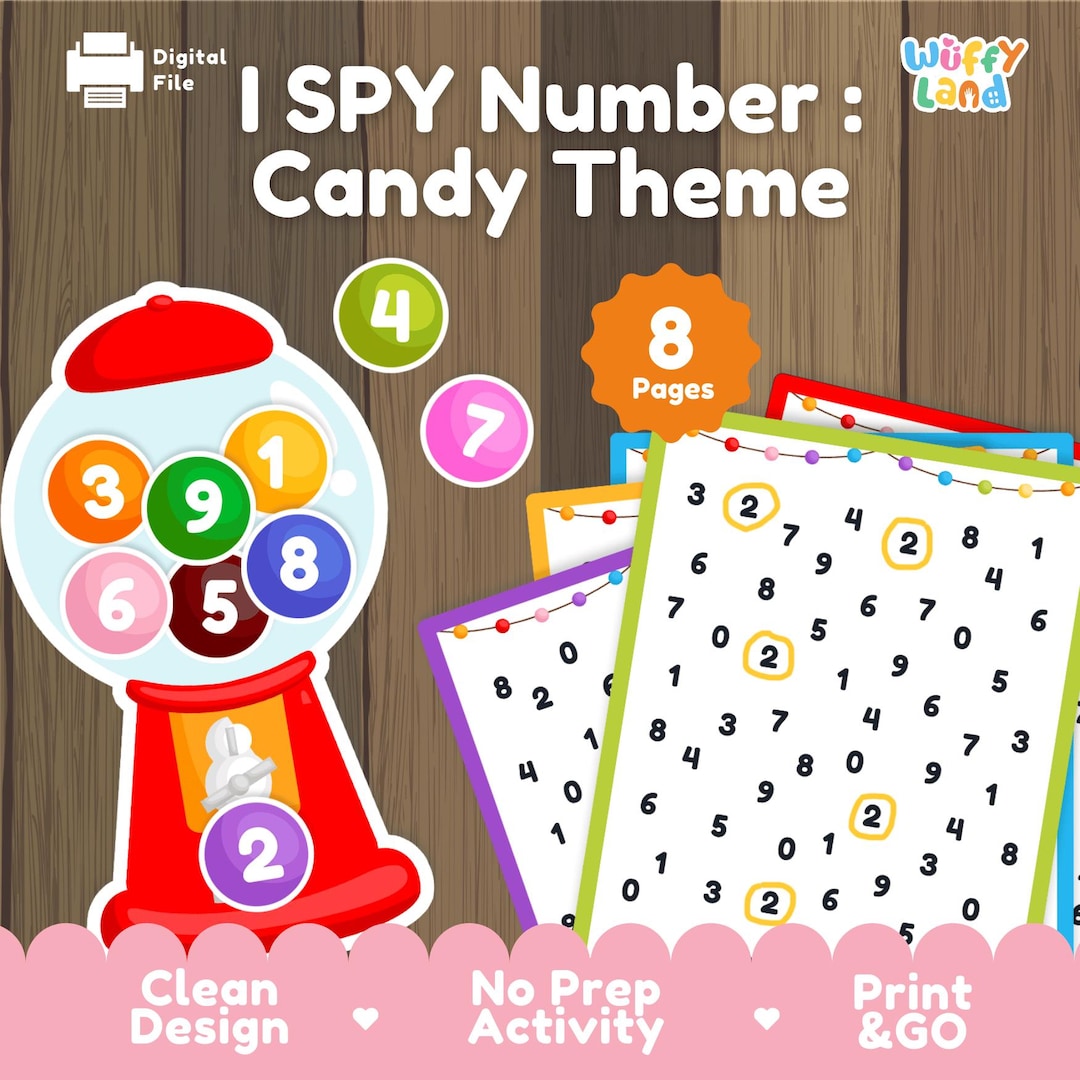 I Spy Numbers Printable Worksheet | Candy Theme Counting Activity ...