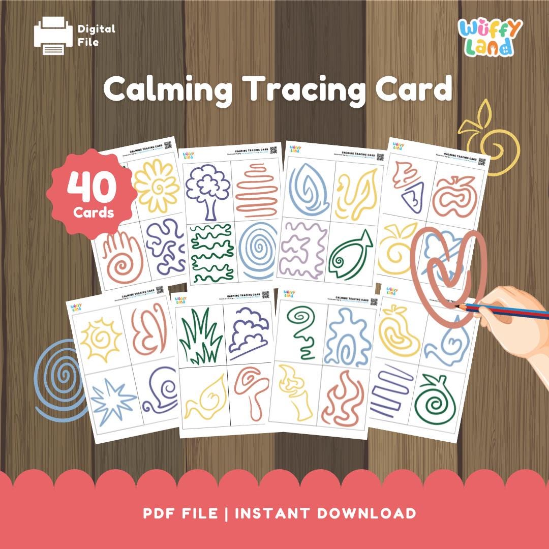 Calming Tracing Cards 40 Pages PDF for Relaxation and Fun - Etsy
