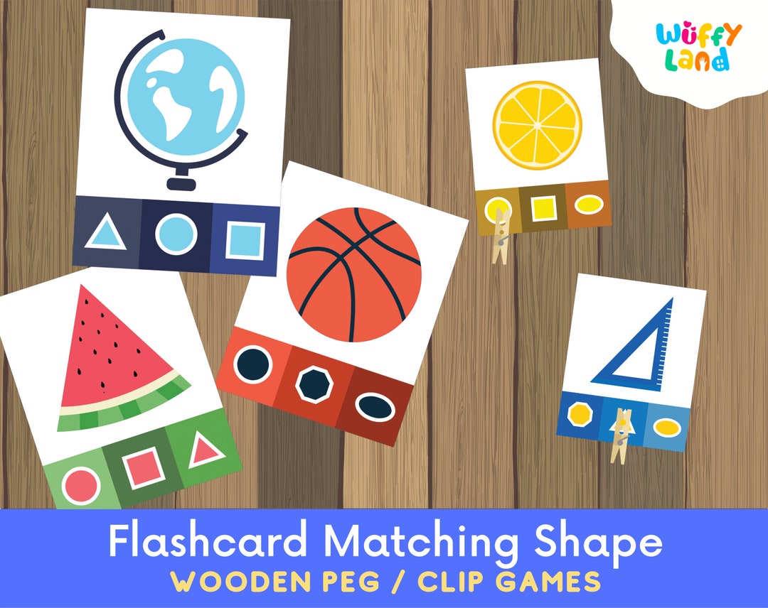 Shape Flashcard Matching Games Educational Material - Etsy