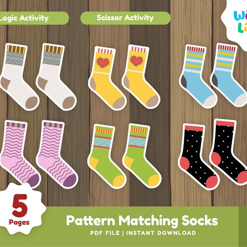 Pattern Matching Socks Montessori Activity Memory Games - Etsy