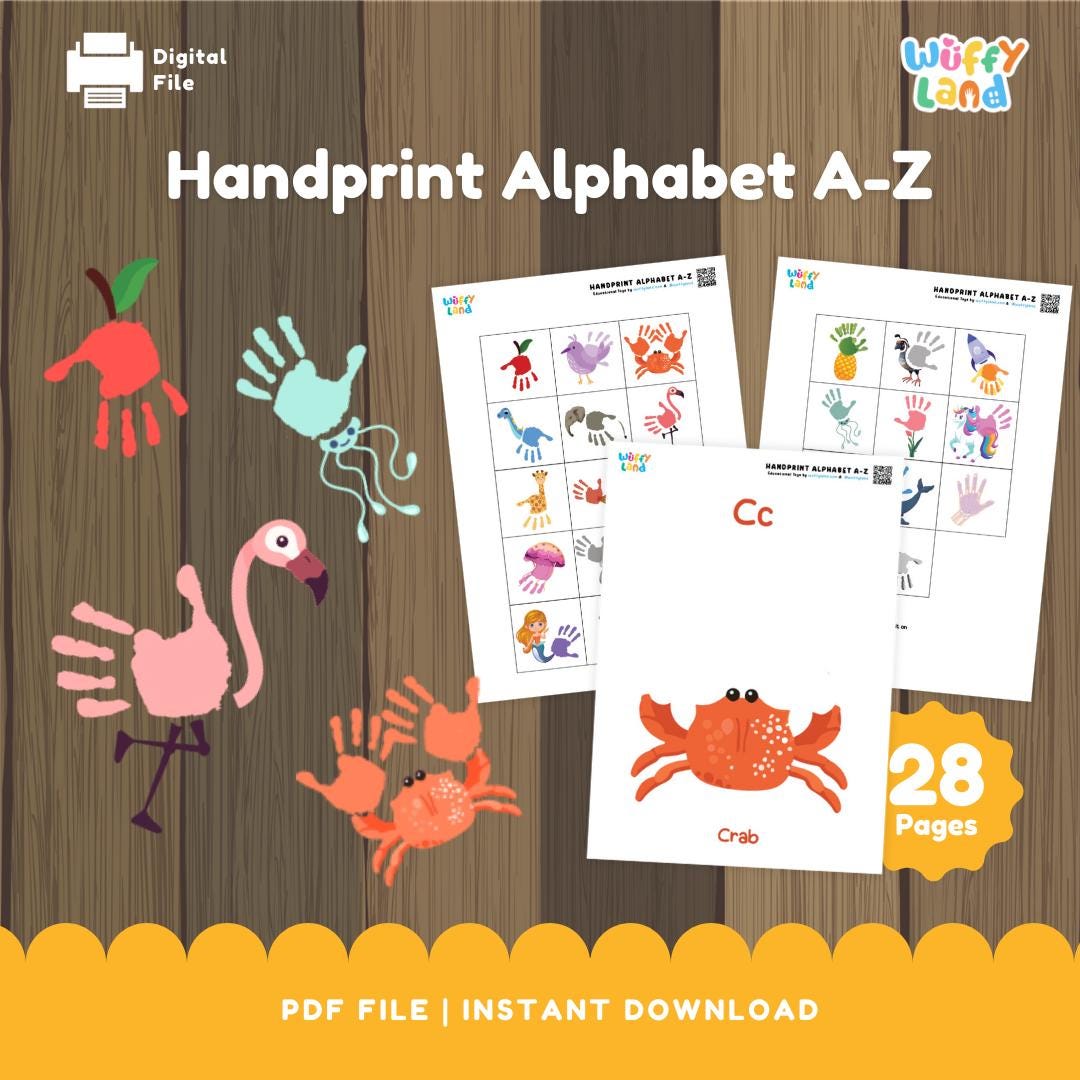 Handprint Alphabet A-Z Printable Fun ABC Art Activity for Kids Learn ...