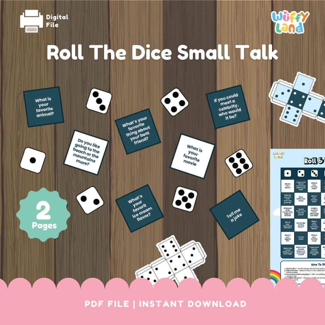 Roll the Dice Small Talk - Fun Icebreaker Game for Kids & Students! - Etsy