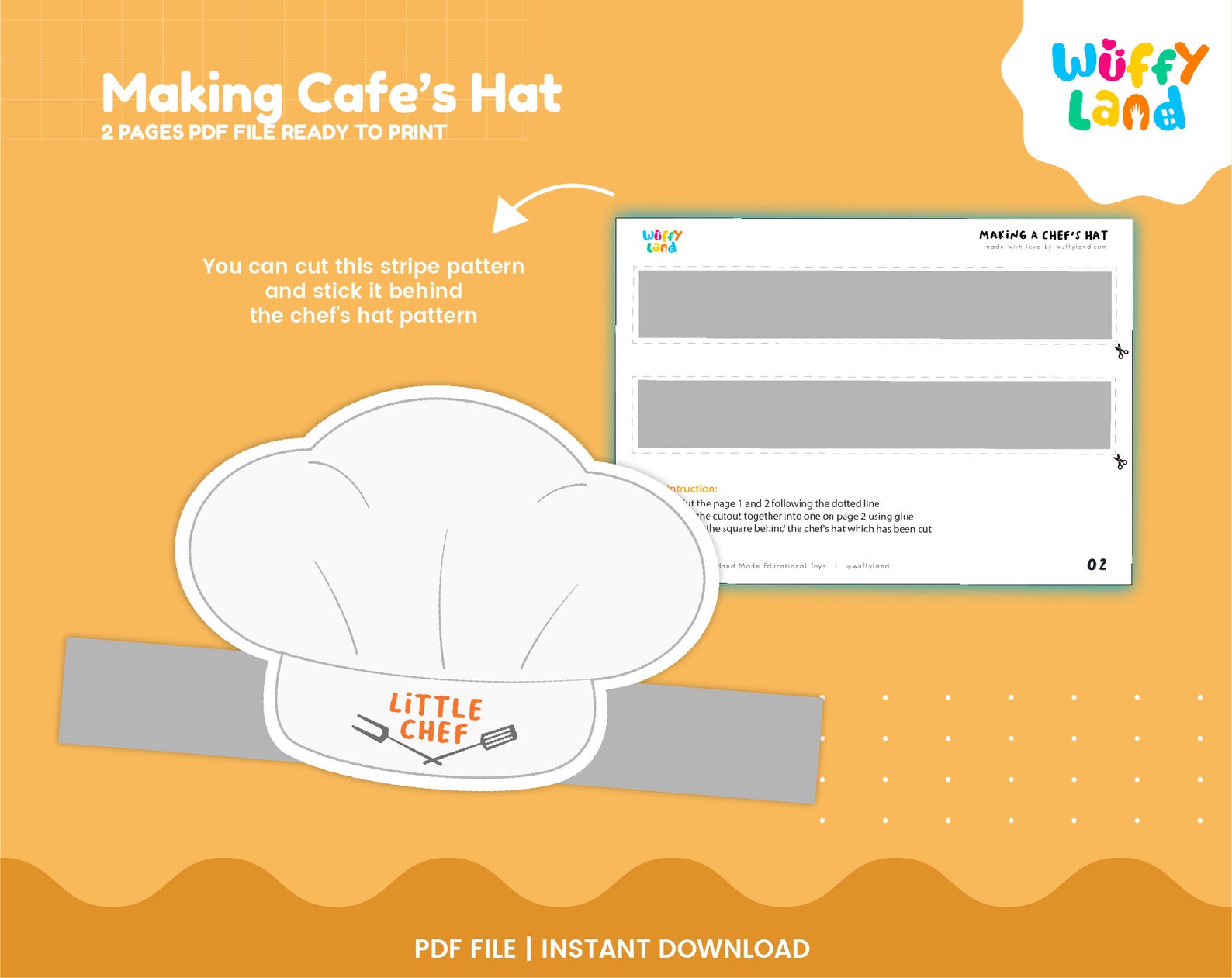 Chef Hat Printable Birthday Party Hat Baking Party Instant Download ...