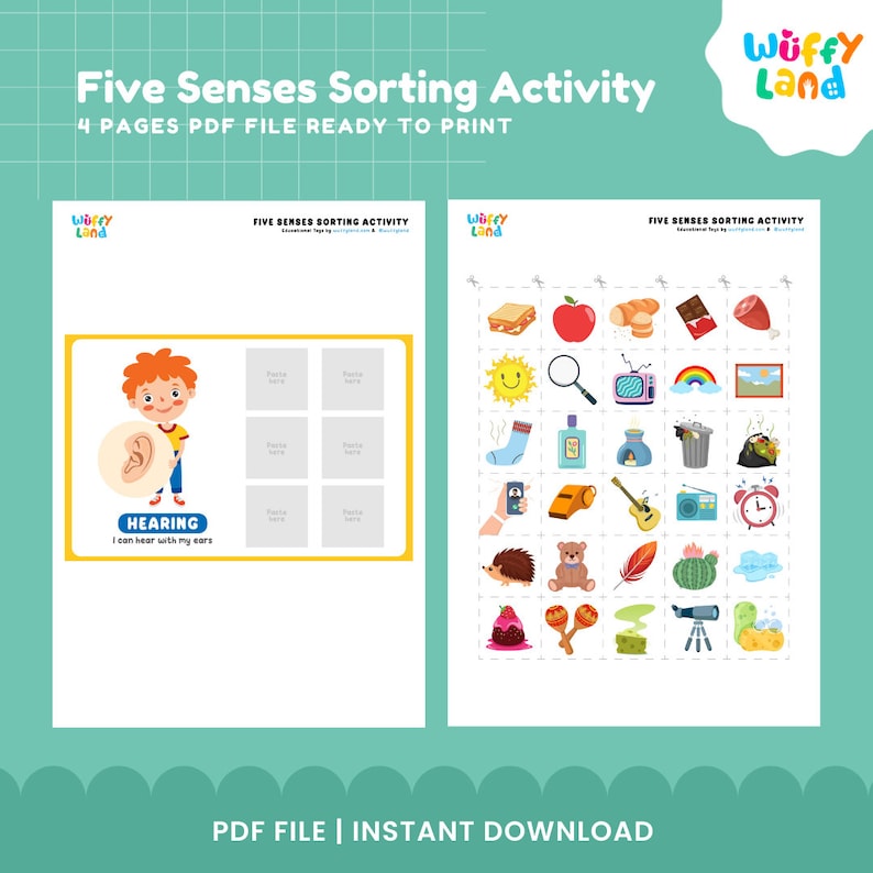 Five Senses Sorting Activity, Preschool Science Worksheet, Kindergarten ...