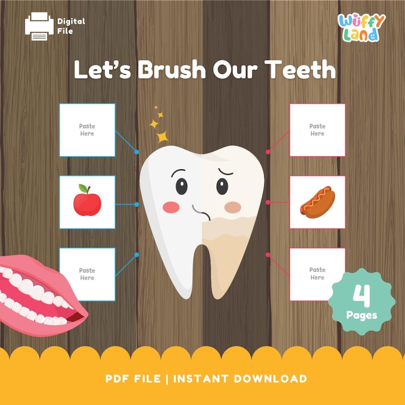 Brushing Teeth Activity - Dental Health Printable - Preschool ...