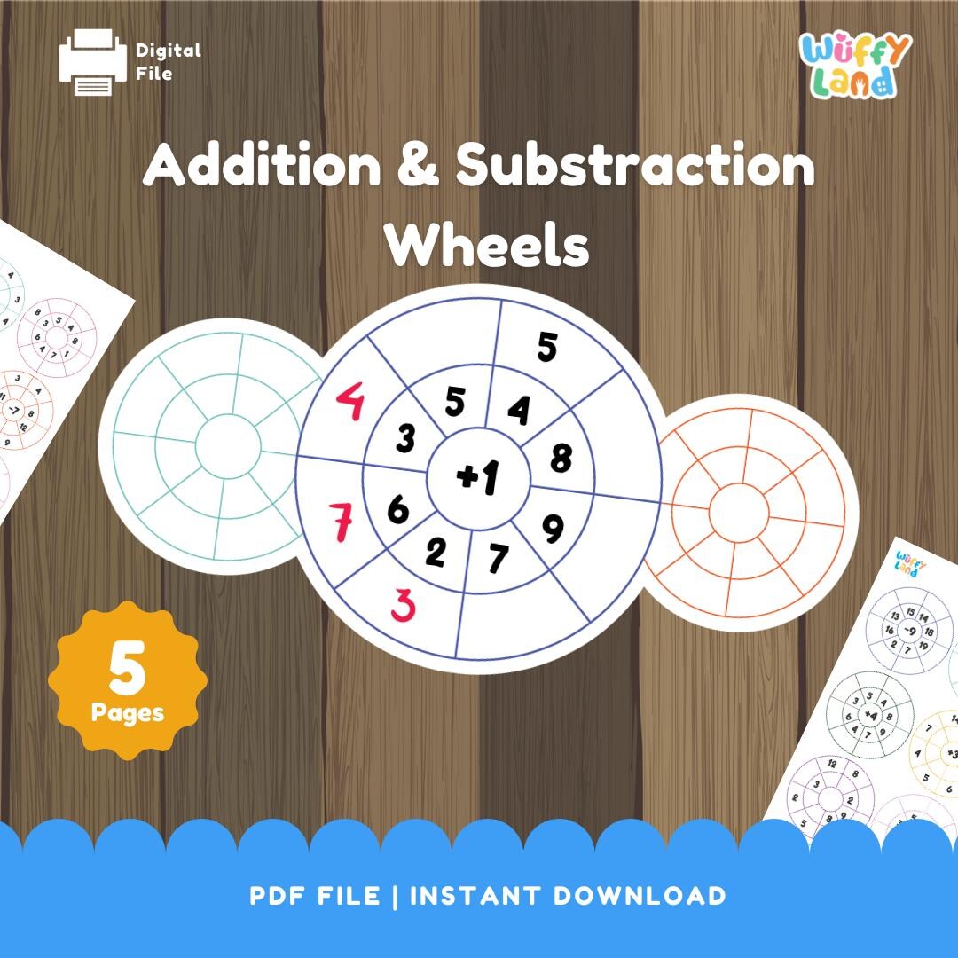 Addition & Subtraction Wheels Worksheets - Cut and Paste Math Centers ...