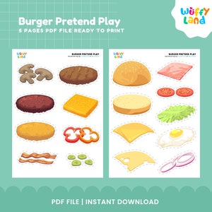 Burger Pretend Play, Build a Burger Game, Burger Dramatic Play, Bund ...