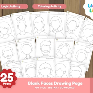 Blank Faces Drawing Pages Printable Download Preschool - Etsy