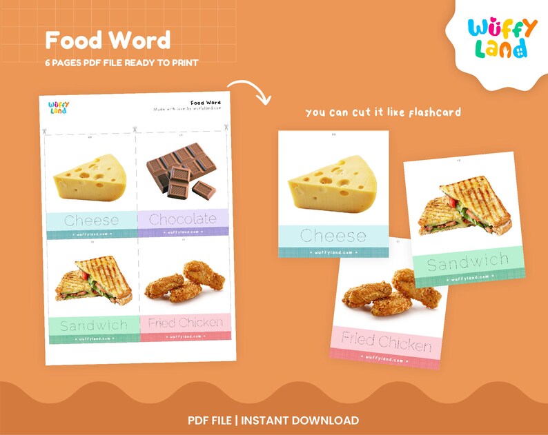 Food Word Flashcards Printable Food Themed Flashcards - Etsy