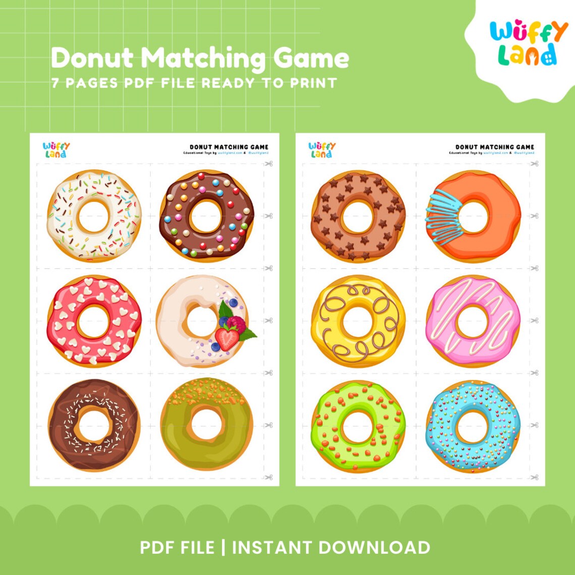 Donut Matching Game, Donut Matching Cards, Printable Match Halves ...