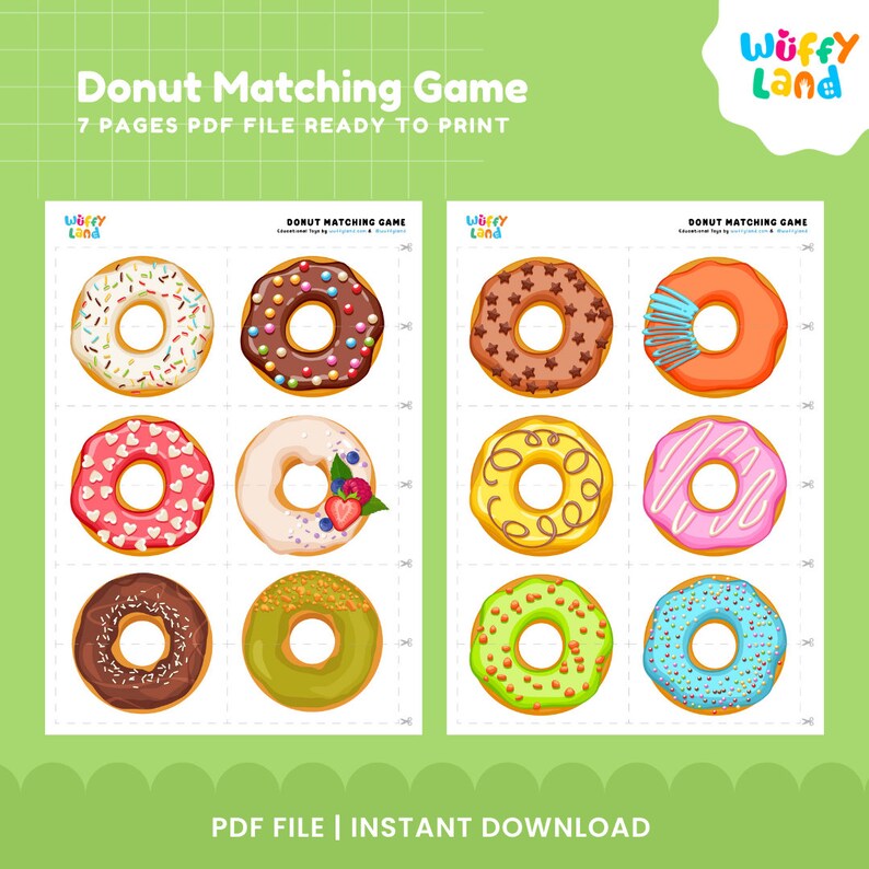 Donut Matching Game: Printable Halves Activity (PDF Pattern) - Etsy