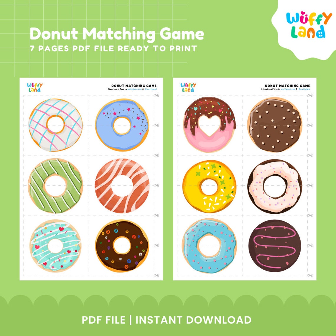 Donut Matching Puzzle Printable Cut and Paste Activity for Kids | Fine ...