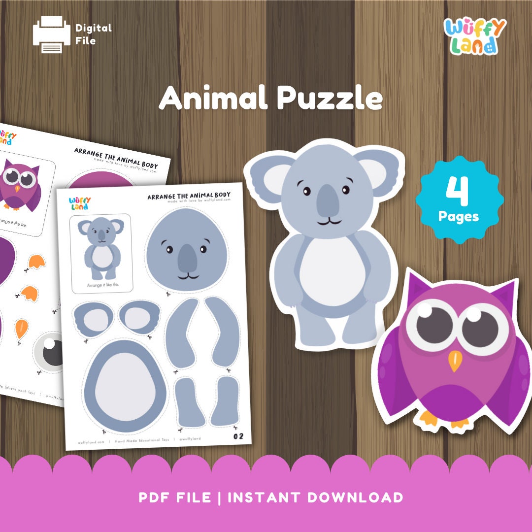 Cut and Paste Activities Arrange Animal Body for Toddler, Kindergarten ...