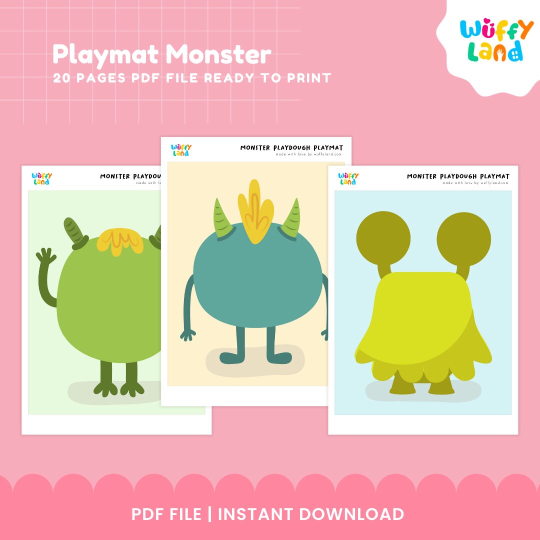 Monster Playdough Mat Printable, Play Dough Activity Mats, Sensory for ...