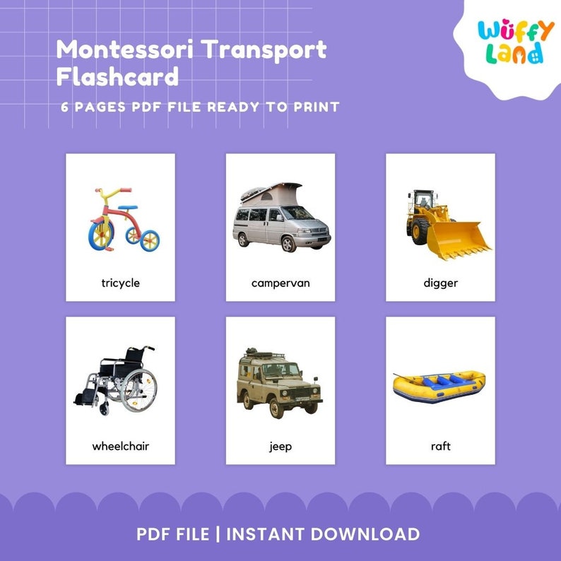 54 Montessori Trasport Cards, Nomenclature Cards, Real Image ...