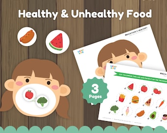 Healthy or Unhealthy Food Sorting Game, Busy Book Pages, Toddler ...