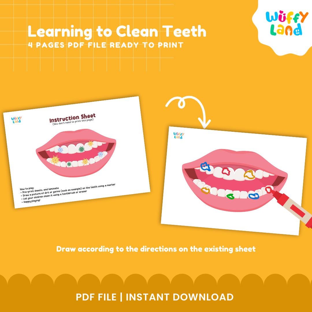 Brushing Teeth Activity - Dental Health Printable - Preschool ...