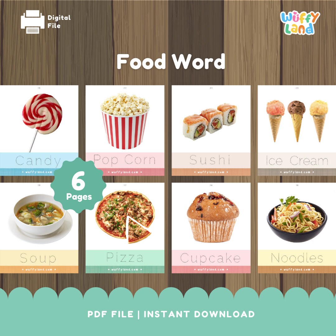 Food Word Flashcards, Printable Food Themed Flashcards, Montessori ...