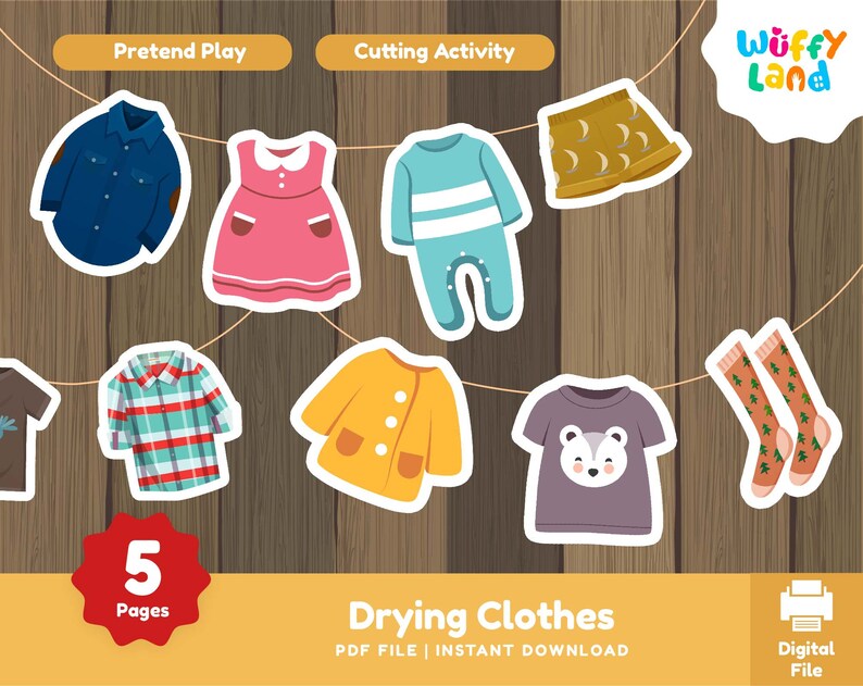 Drying Clothes Printables Dramatic Play Set Washing Clothes - Etsy