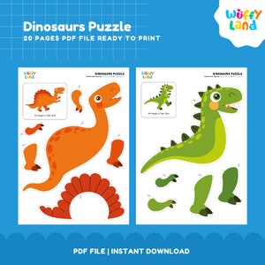 Dinosaur Puzzle Printable - 20 Pages PDF | Fun Kids Activity ...