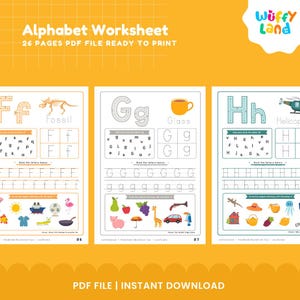 Alphabet Worksheet A–Z - Printable Tracing & Phonics Pages for ...