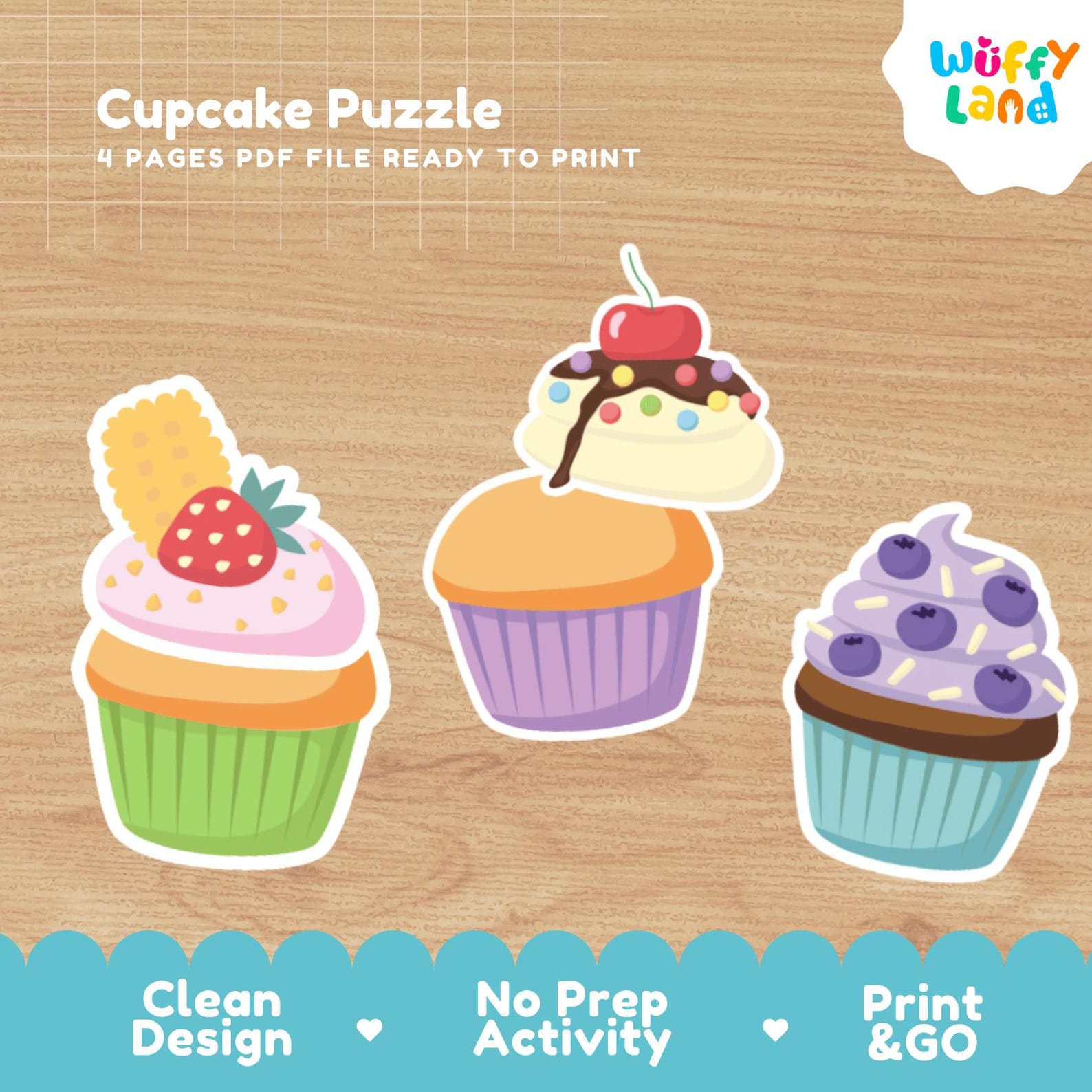 Cupcake Puzzle Printable | Kids Cut and Paste Matching Activity ...