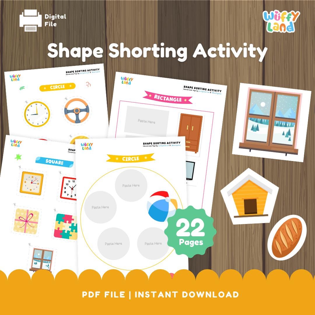 Shape Sorting Activity for Kids | 22 Pages Printable PDF | Fun Learning ...