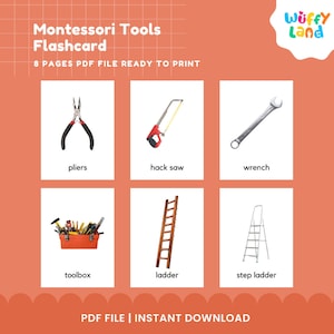 72 Montessori Tools & Equipment Flashcard, Real Image, Nomenclature ...