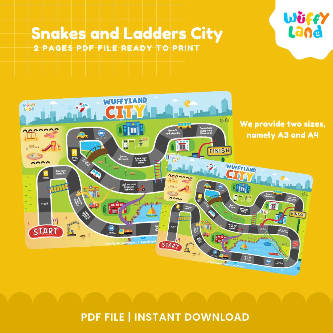 Snakes and Ladders City, Familiy Board Games, Kids Classic Game, Kids ...