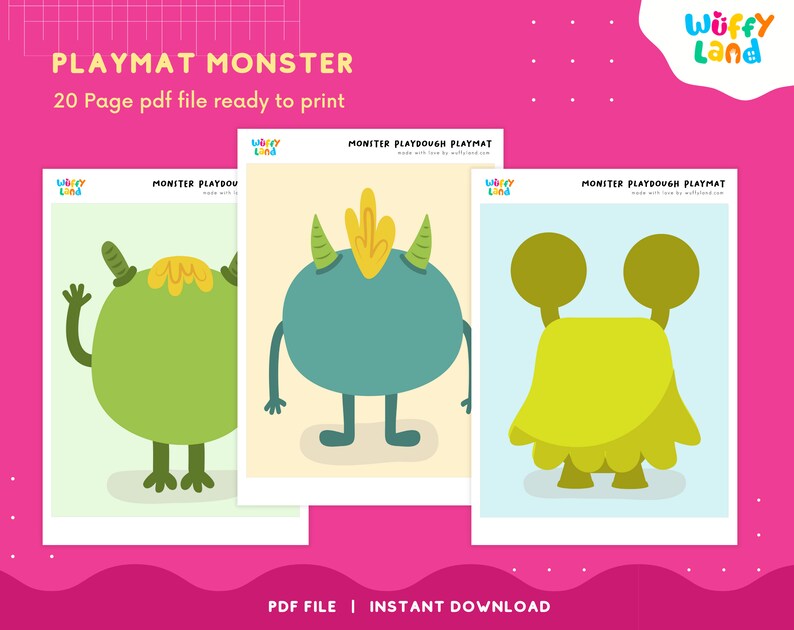 Monster Playdough Mat Printable Play Dough Activity Mats - Etsy