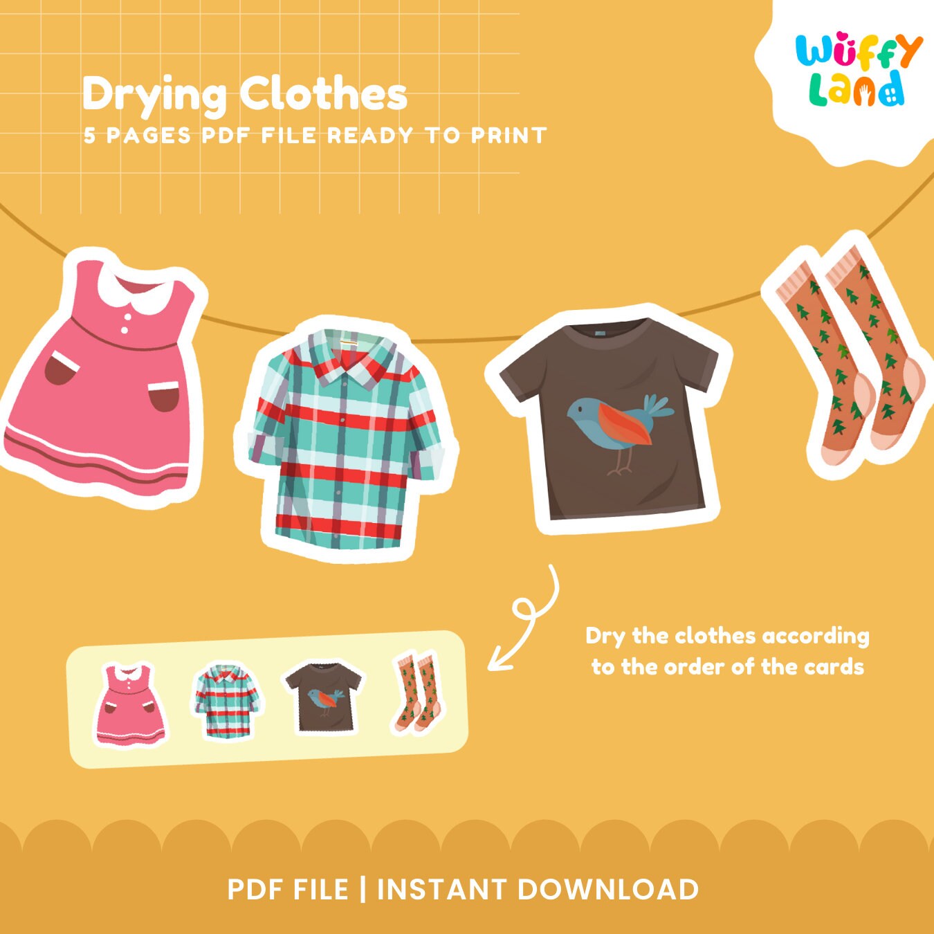 Laundry Sorting Activity Printable, Clothes Matching Worksheet ...