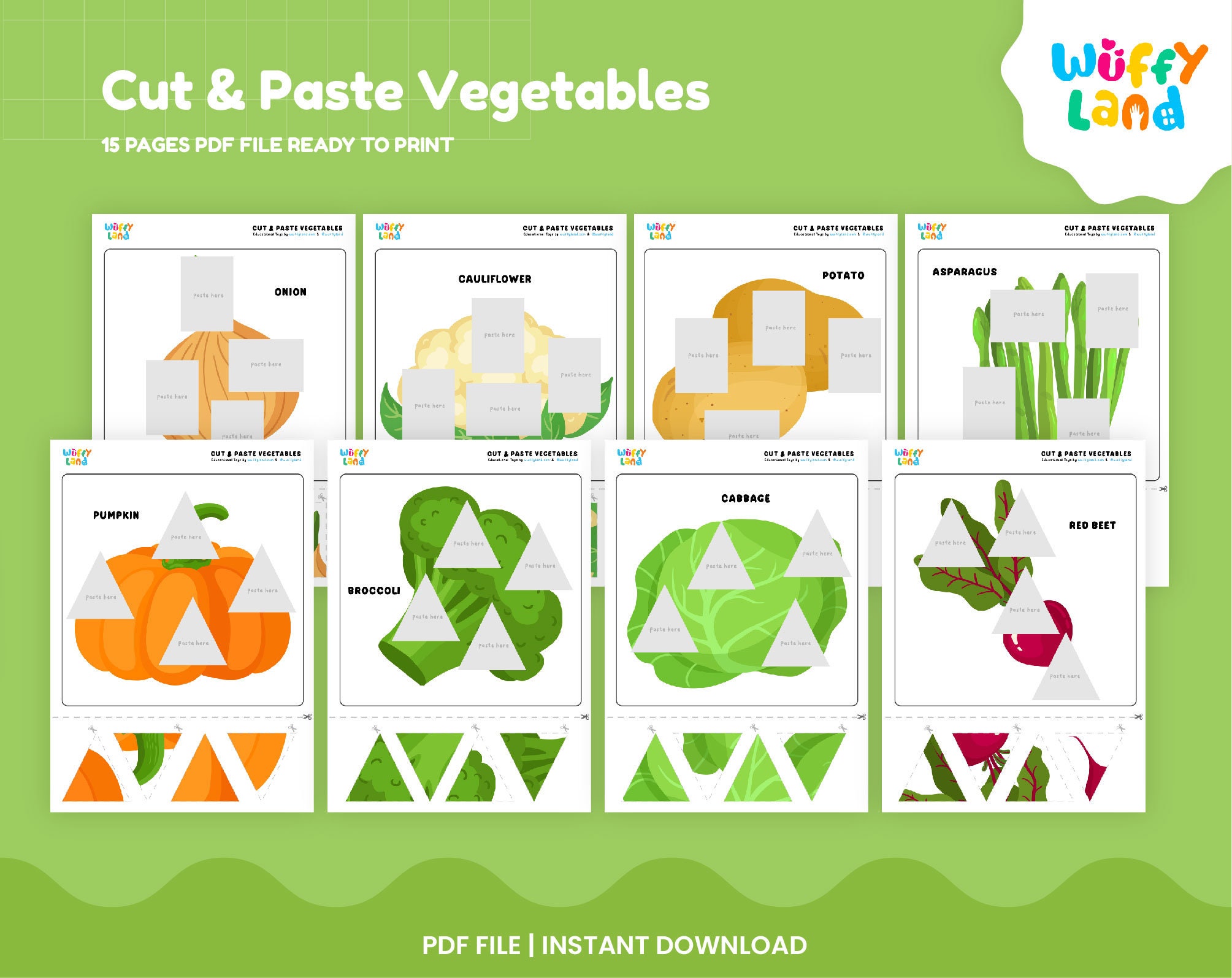 Cut and Paste Vegetable Vegetable Matching Game Puzzle - Etsy