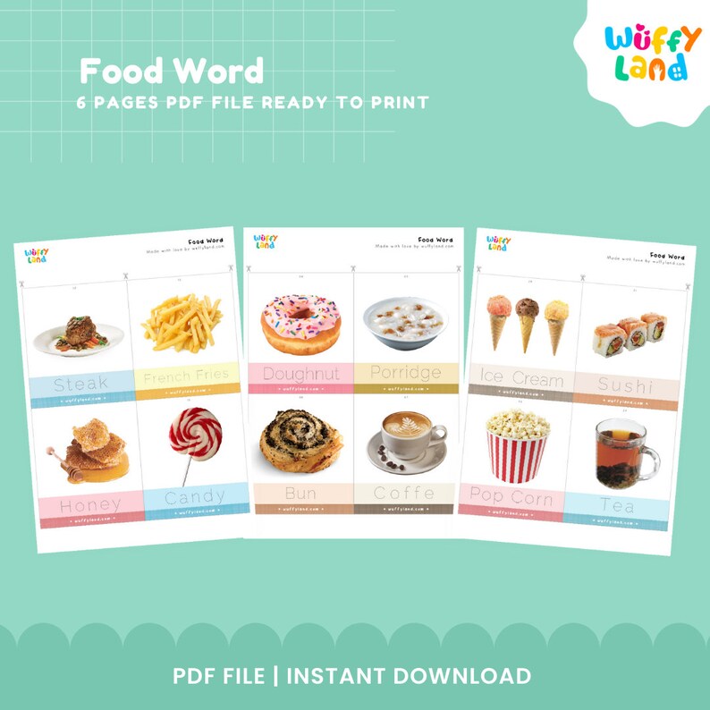 Food Word Flashcards, Printable Food Themed Flashcards, Montessori ...