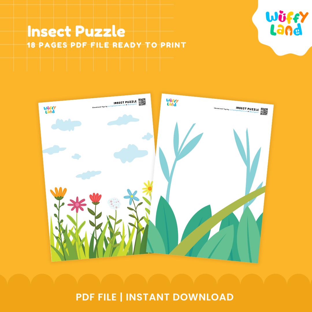 Insect Puzzle Activity Sheets for Kids | 18-page Printable PDF | Fun ...